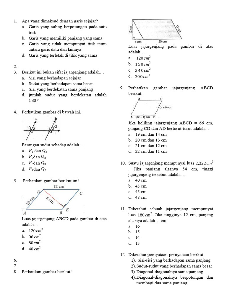 Latihan Soal PTS MTK Kelas 8 | PDF