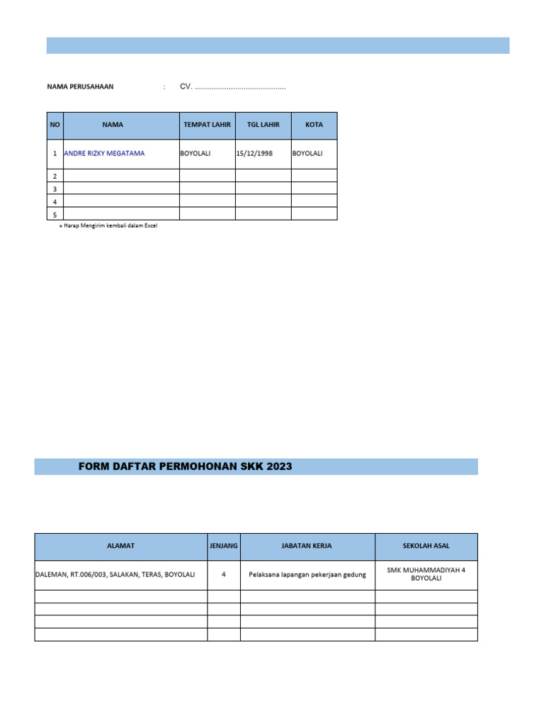 Formulir Isian Permohonan Skk.. | PDF