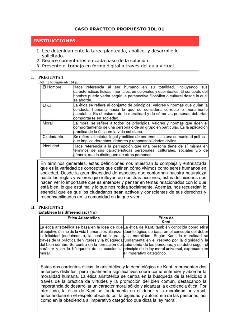 Caso Práctico Propuesto - IDL 1 | PDF | Moralidad | Dignidad