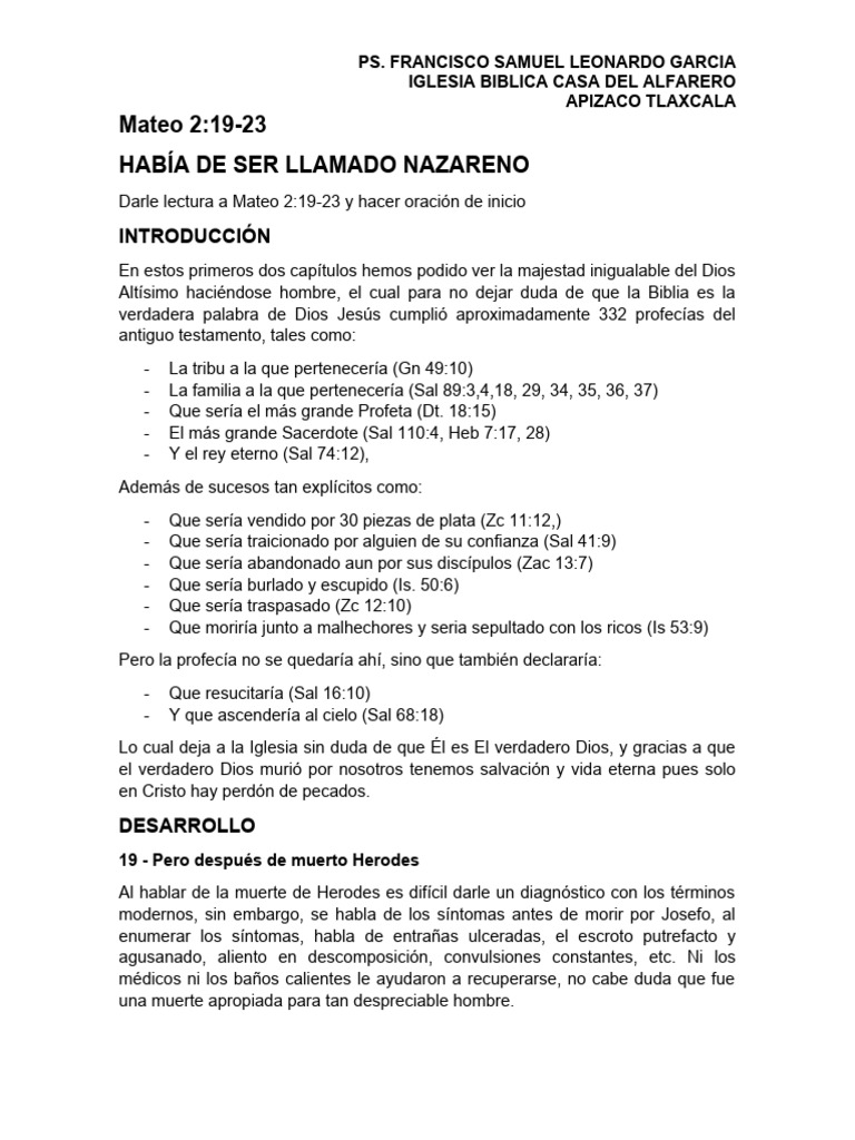 Mateo 2. 19-23 | PDF | Jesús | San José