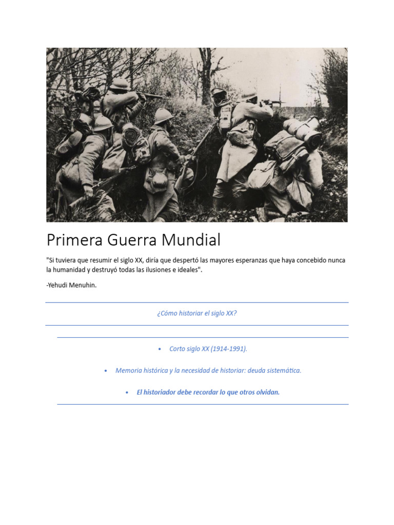 Primera Guerra Mundial | PDF | Primera Guerra Mundial | Guerra de ...