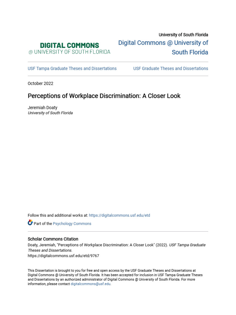 Perceptions of Workplace Discrimination - A Closer Look | PDF ...