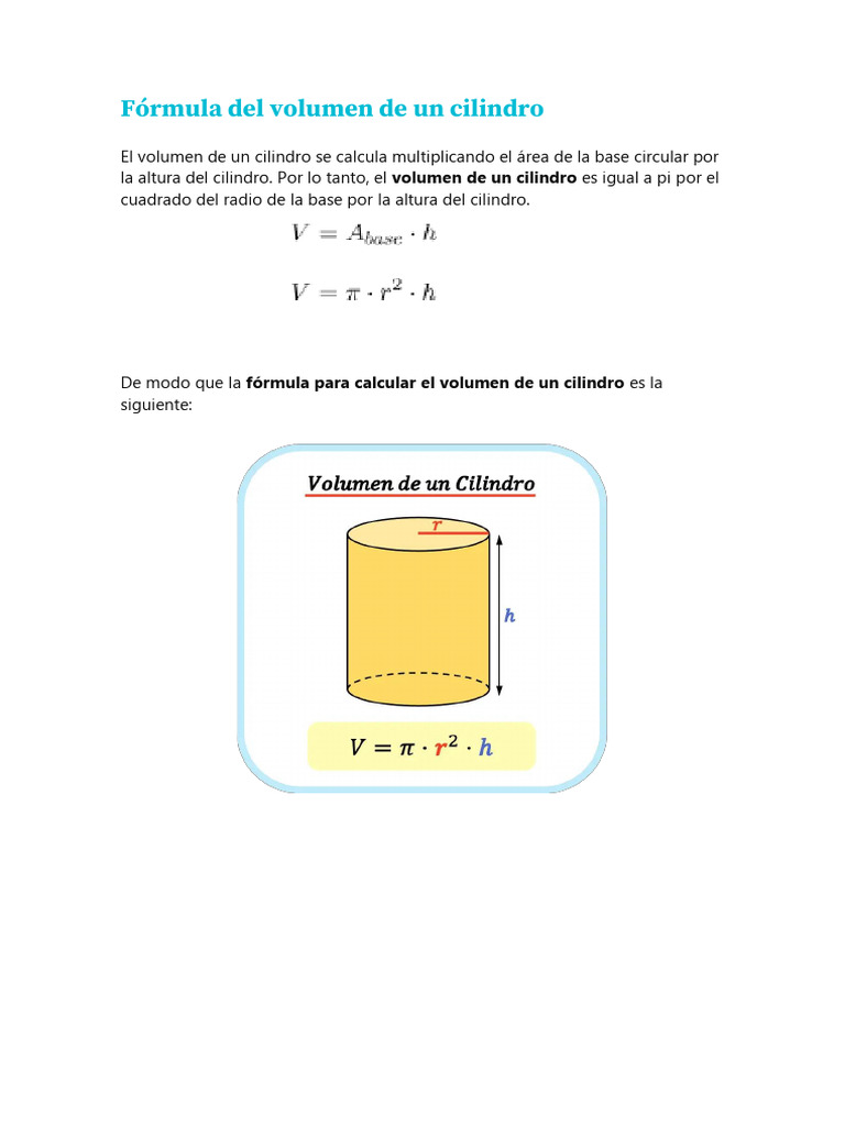 Fórmula del Volumen de un Cilindro | PDF | Pistón | Máquinas rotativas