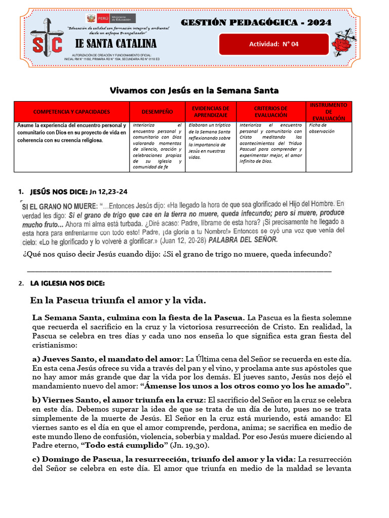 4 - ANEXO - Vivamos La Semana Santa | Descargar gratis PDF | Pascua de Resurrección | La ...