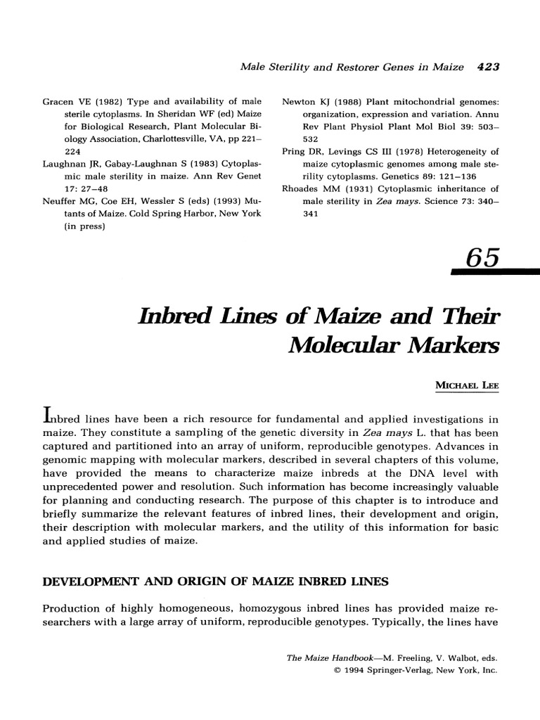 Inbred Lines Maize and Their Molecular Markers | PDF | Plant Breeding ...