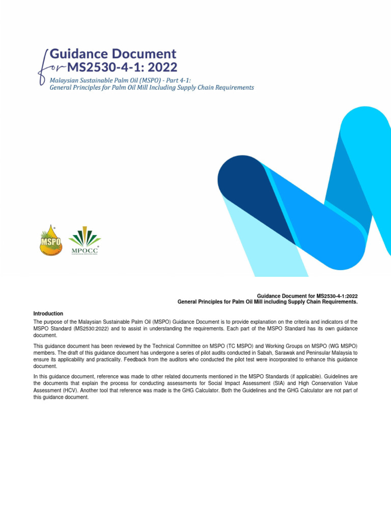 Guidance Document For MSPO Part 4-1 | PDF | Audit | Occupational Safety ...