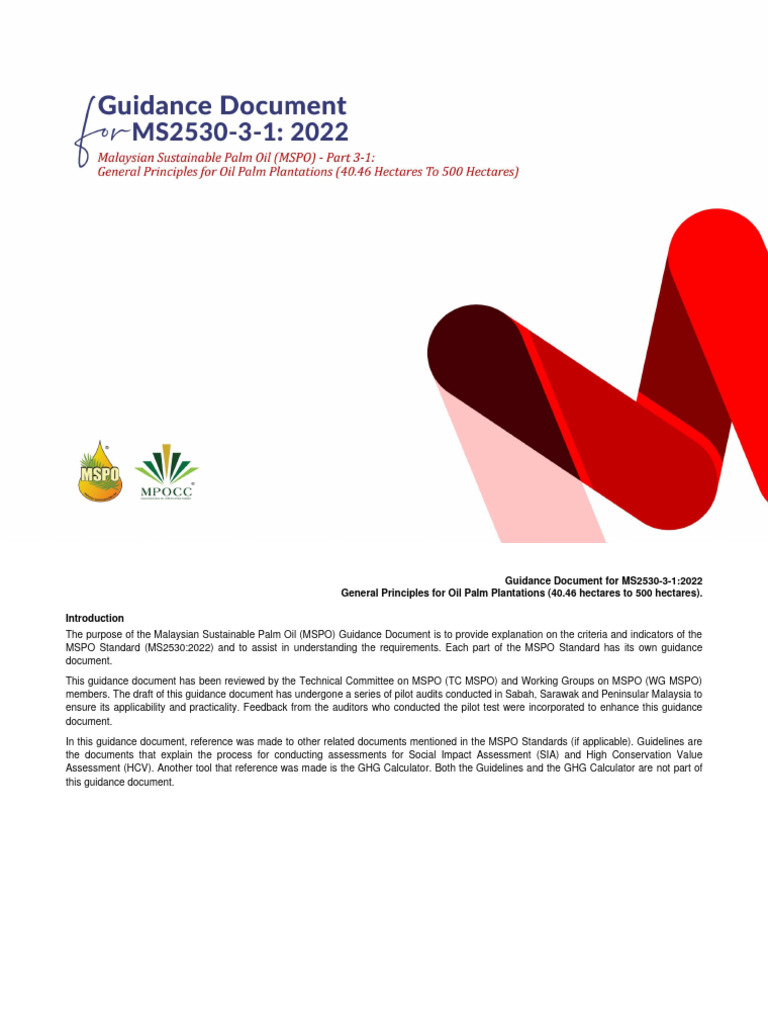 MSPO 2022 Guidance for Oil Palm Plantations | PDF | Audit | Palm Oil