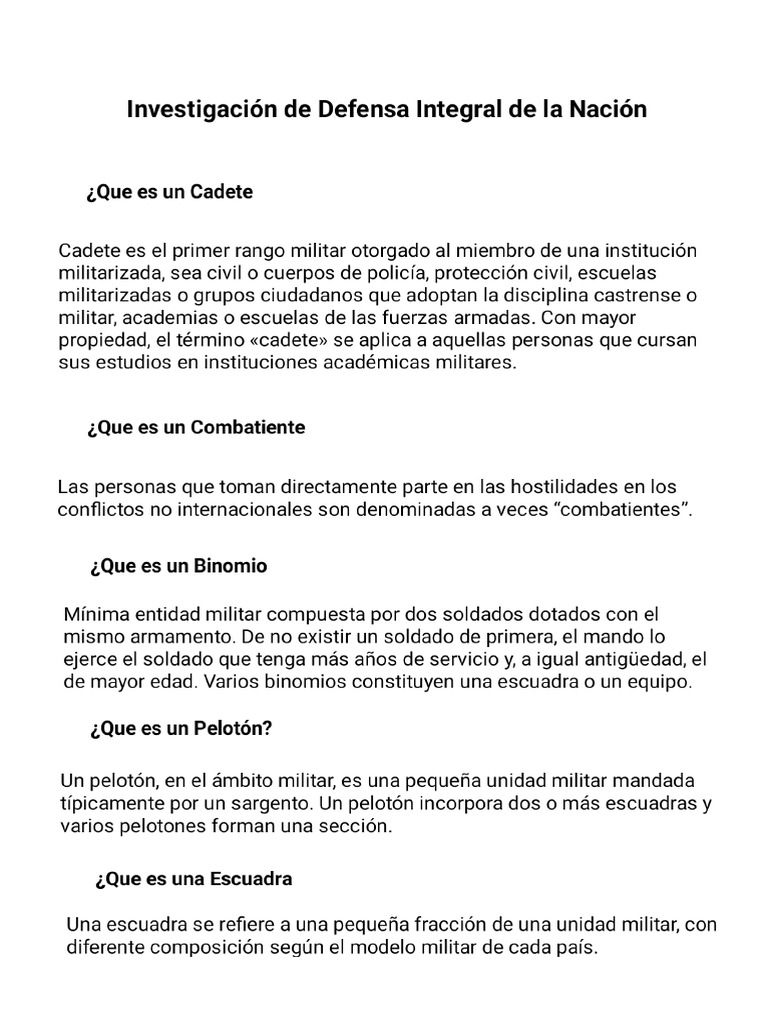 Investigación de Defensa Integral de La Nación | PDF