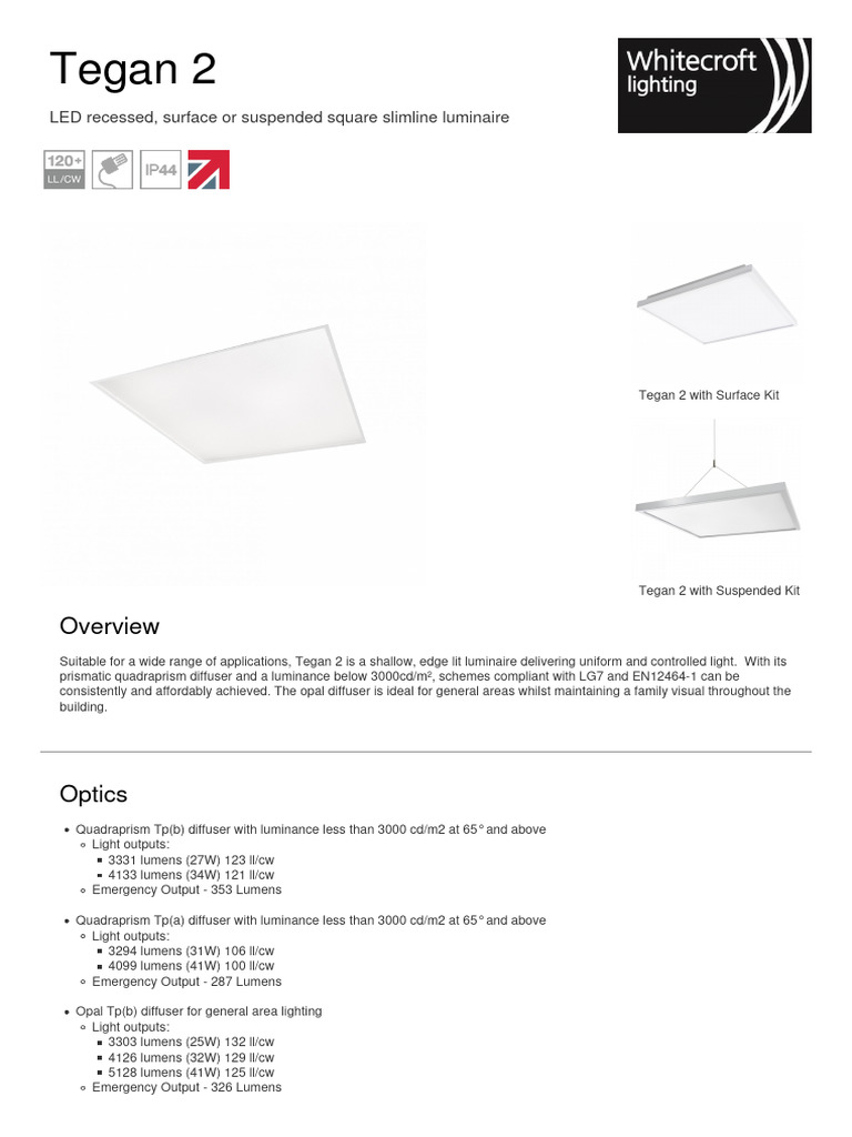 Tegan 2 Datasheet | PDF | Lighting