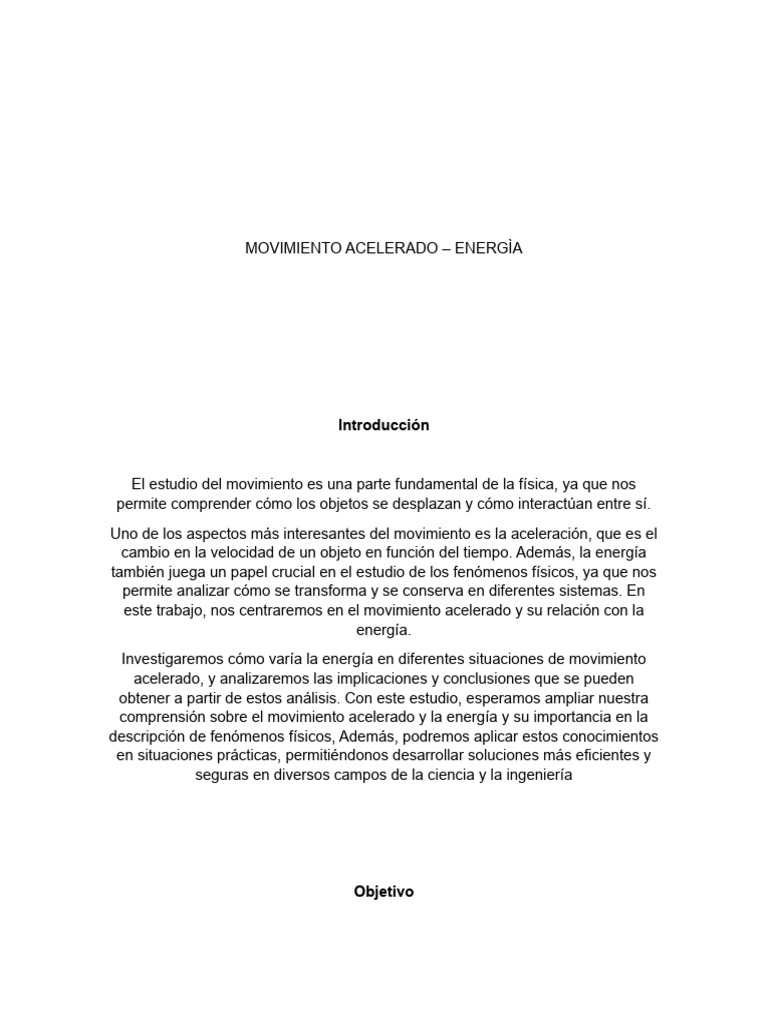 Movimiento Acelerado y Energía Física | PDF | Fuerza | Aceleración