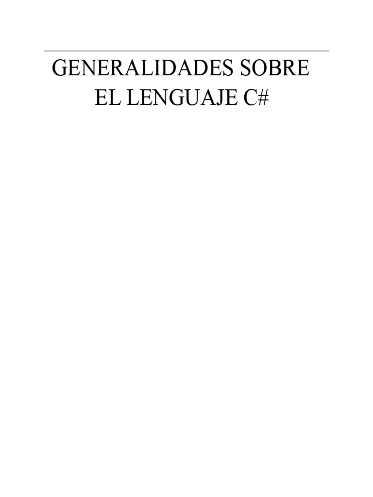 Lenguaje C Pdf Net Framework C Sharp Lenguaje De Programación 7502