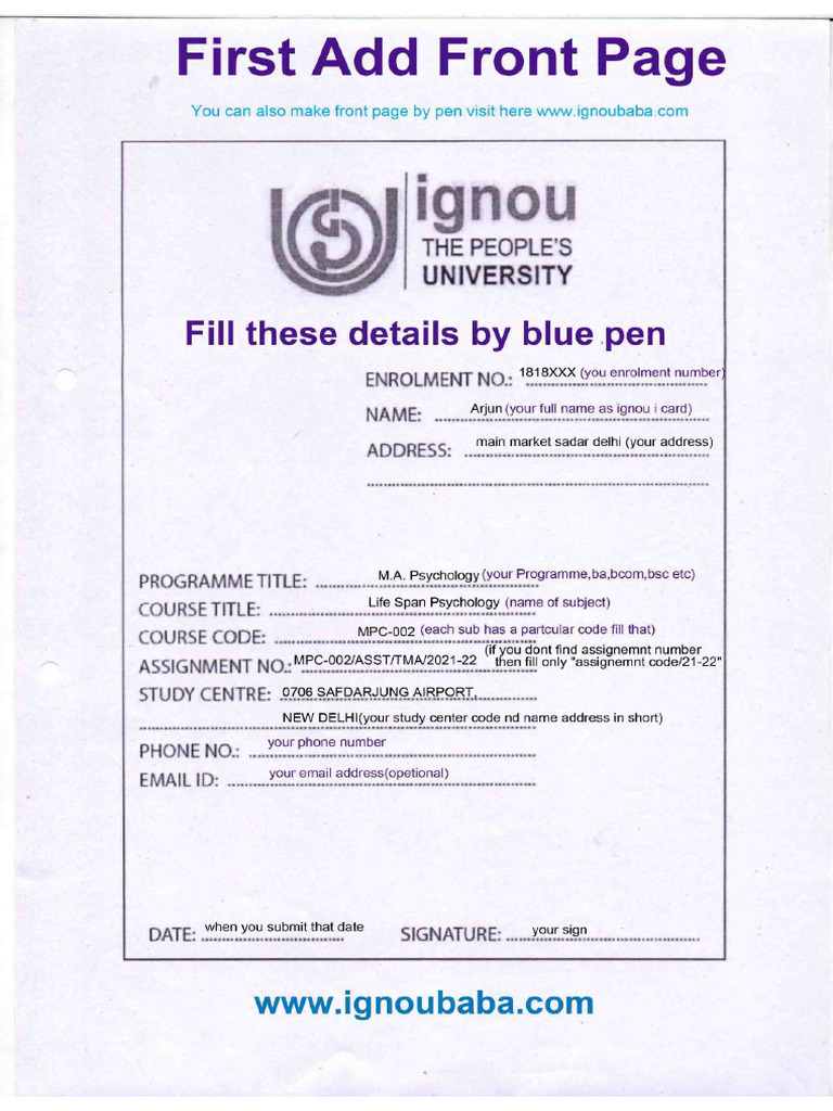 Ignou Handwritten Sample Assignment | PDF