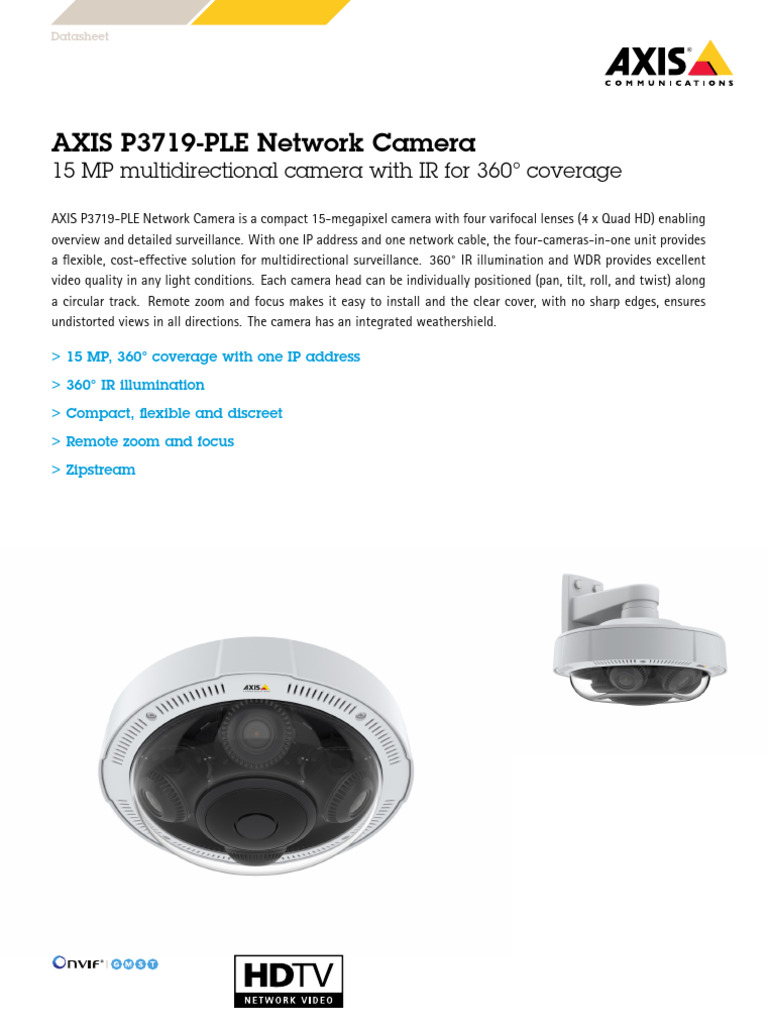 Datasheet Axis p3719 Ple Network Camera en US 431273 | PDF | Camera ...