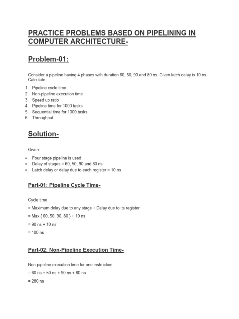 Practice Problems Based On Pipelining | PDF | Hertz | Central Processing Unit