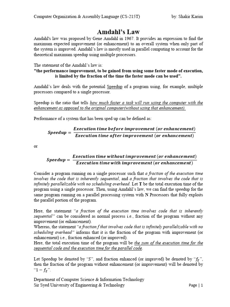 Amdahl Law | PDF | Computer Science | Computer Architecture