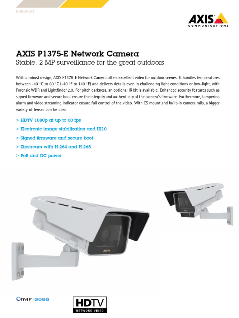 Datasheet Axis p1375 e Network Camera en US 424958 | PDF | Camera ...