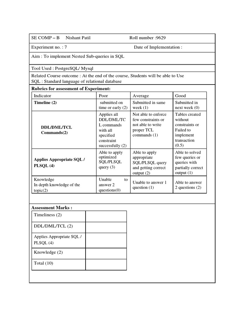 Dbms Exp7 | PDF | Pl/Sql | Sql