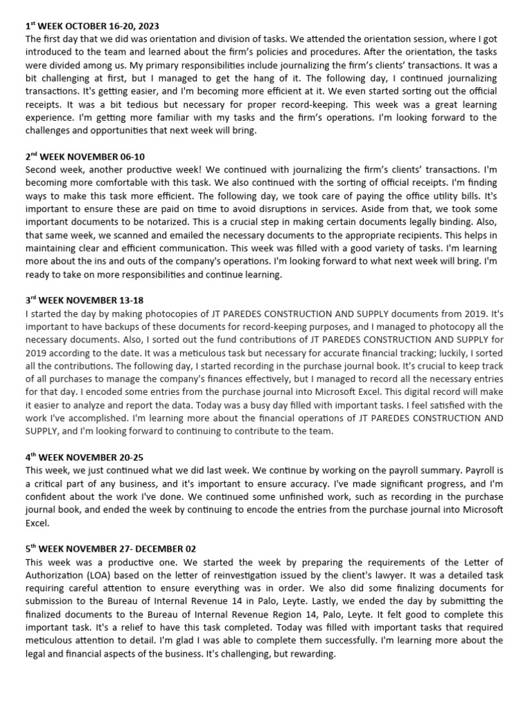 Jourrnal - Post Practicum Paper | PDF | Debits And Credits | Business
