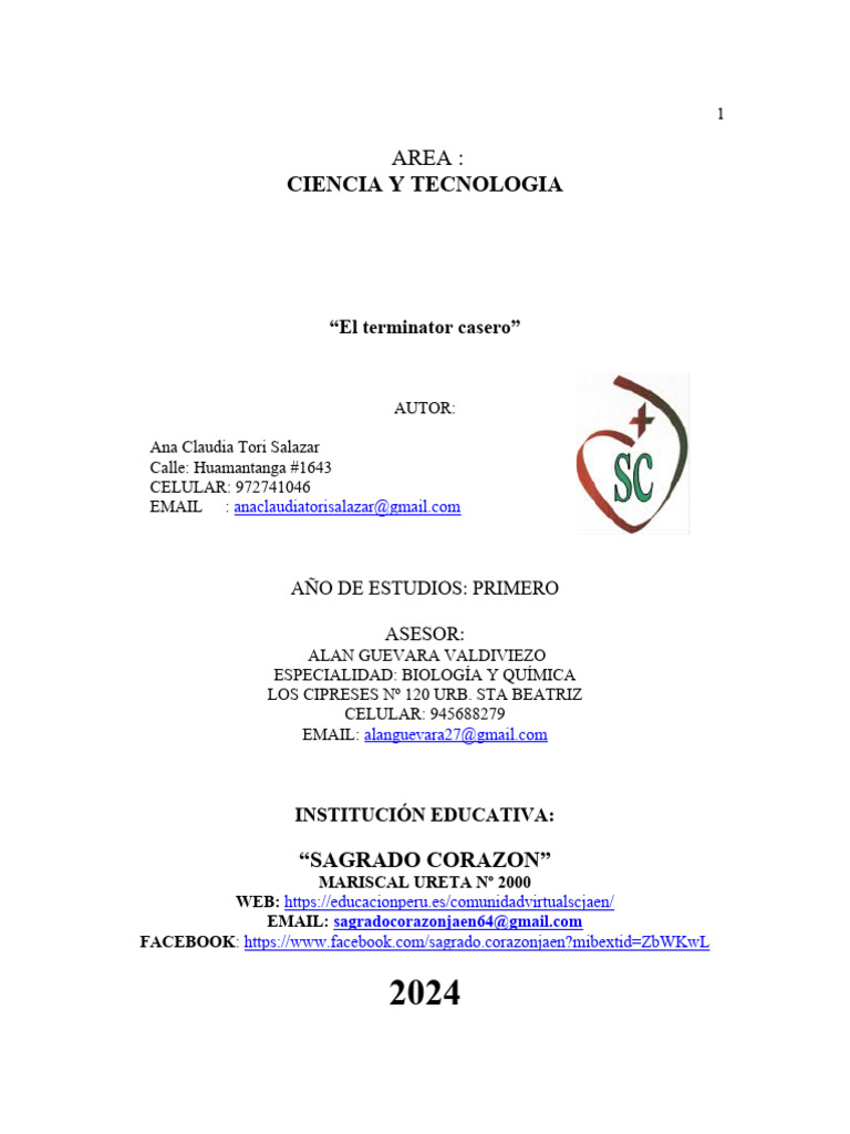 Comparto 'Ejm de Informe ADN (WORD Chancar 2024) ' Contigo | PDF | Materiales | Química