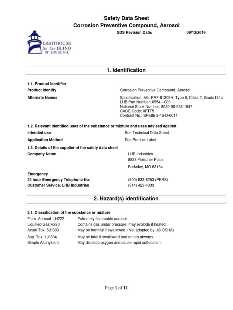Corrosion Preventive Compound SDS | PDF | Toxicity | Solvent