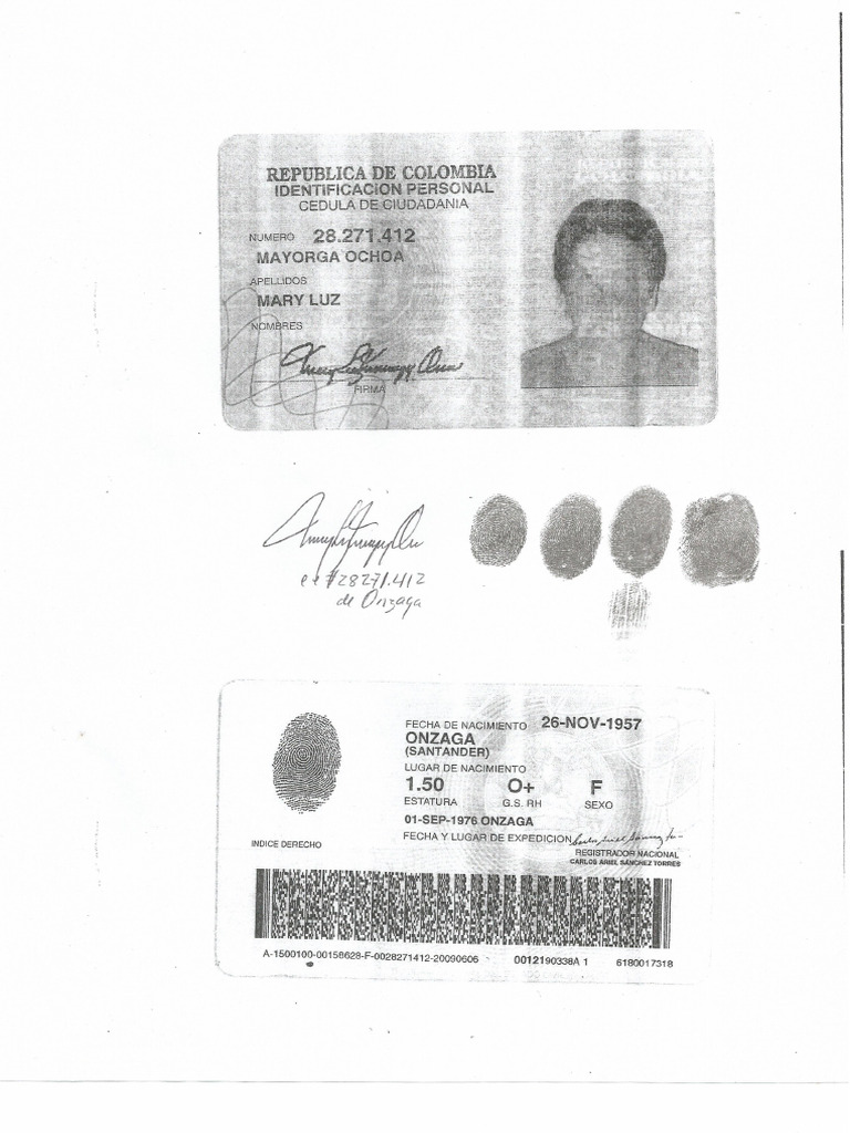 Cedula Mary Luz Mayorga | PDF