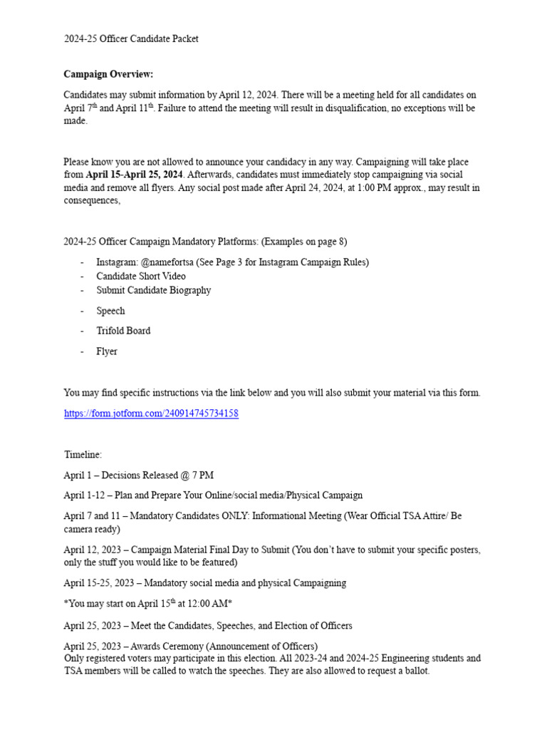 2024 Candidacy Packet | PDF | Elections