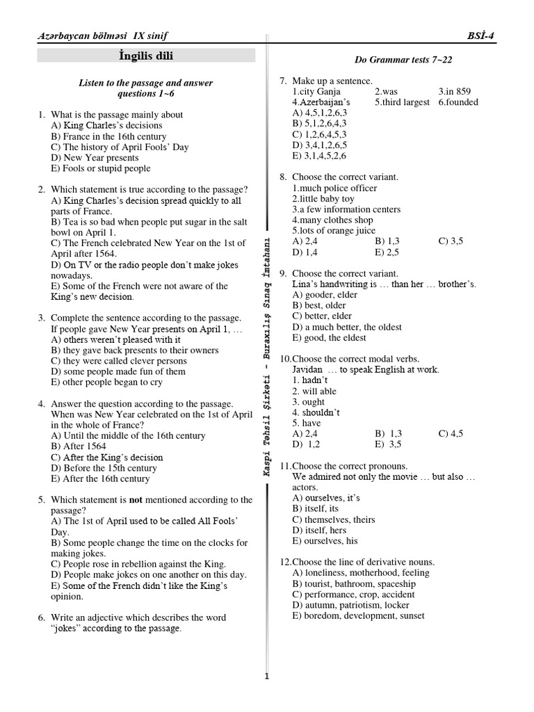 BSİ-4 - 09 - İngilis Dili | PDF | Linguistics | Languages