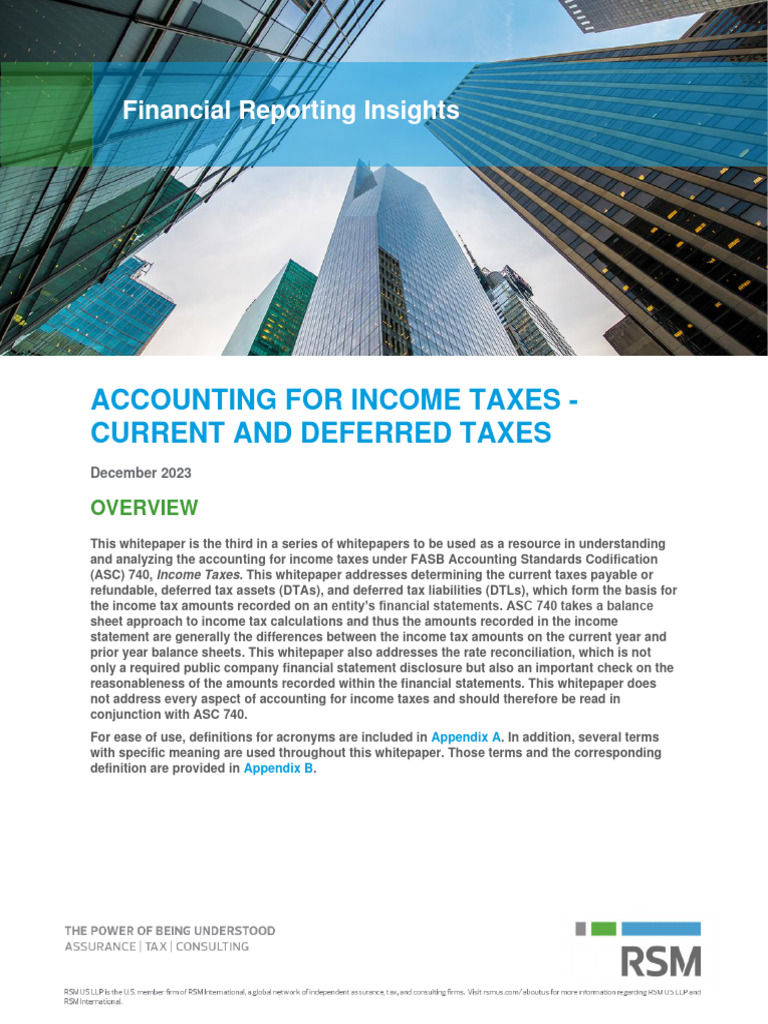 Accounting For Income Taxes Current and Deferred Taxes | PDF | Deferred ...