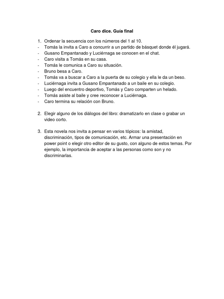 Guía Final Caro Dice | PDF