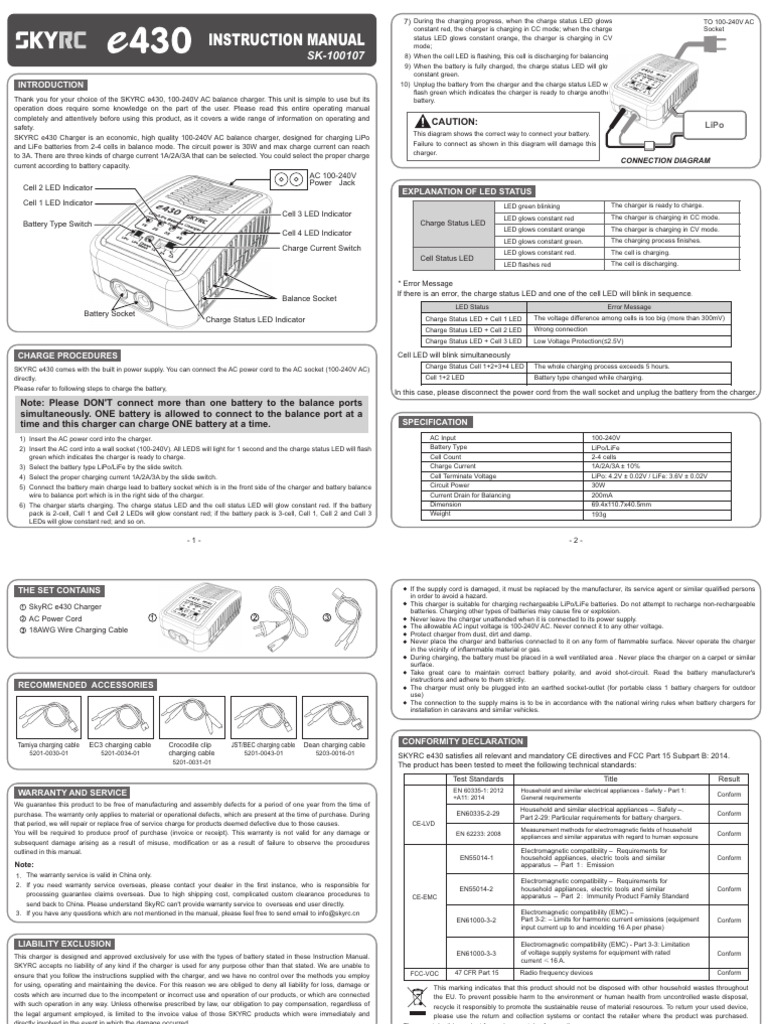E430 Instruction Manual EN V5.0 | PDF | Battery Charger ... E430 Instruction Manual EN V5.0 | PDF | Battery Charger ...