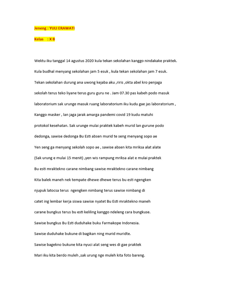 Praktek Laboratorium Sekolah X B | PDF