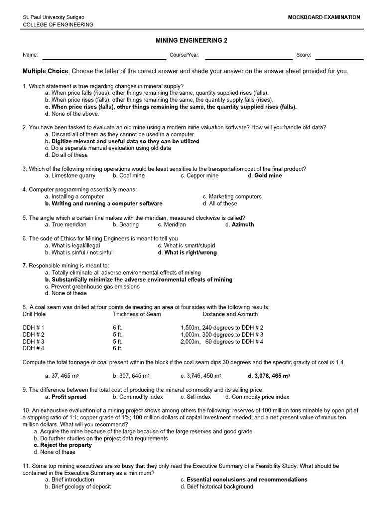 MINING 2 AnsKey1 | Download Free PDF | Mining