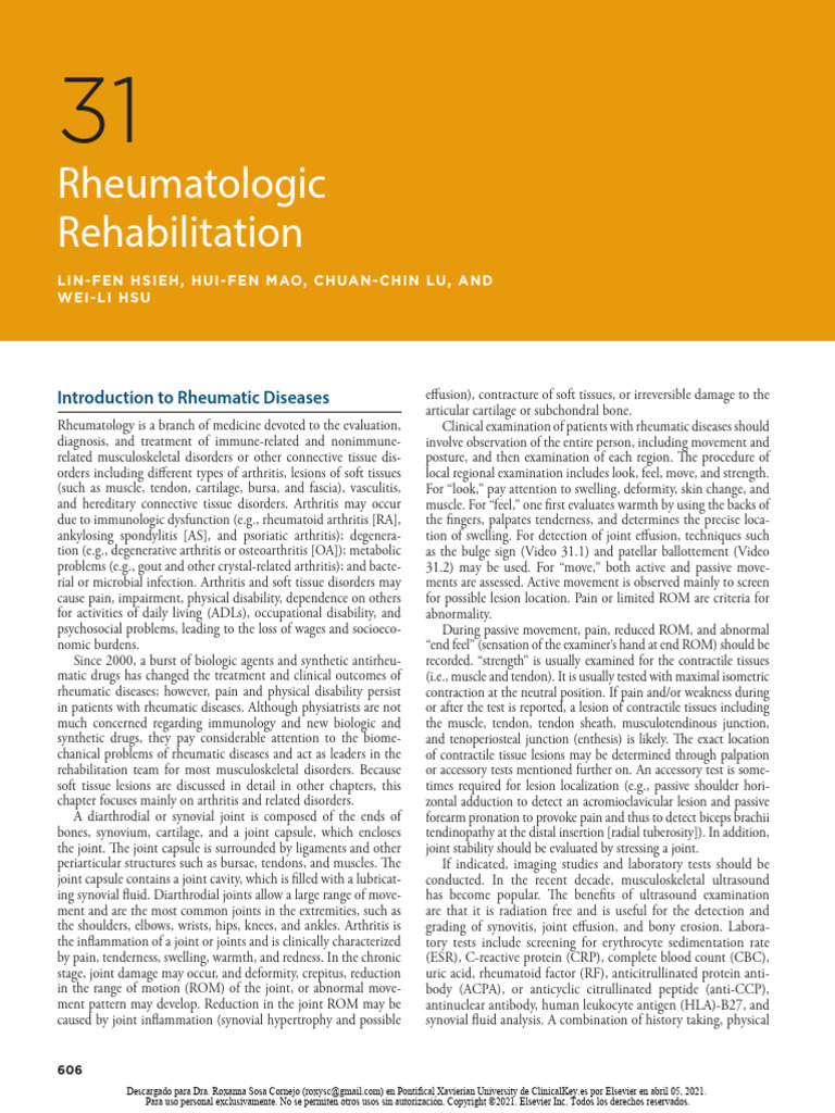 Rehabilitacion Reumatologica | PDF | Rheumatoid Arthritis | Arthritis