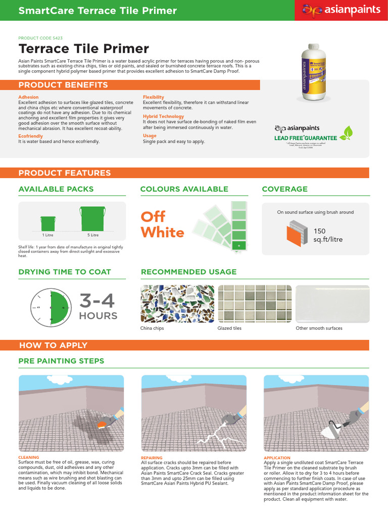 Smartcare Terrace Tile Primer | PDF | Paint | Tile