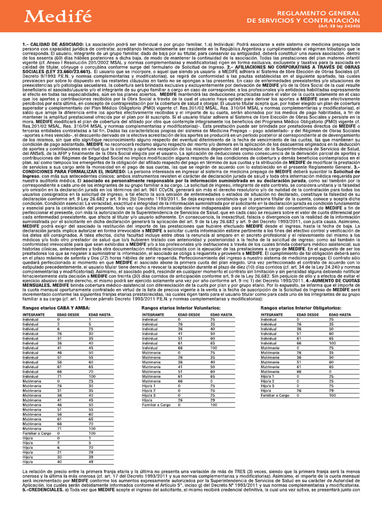 ContraTo y ReglaMento Medif e 2020 | PDF