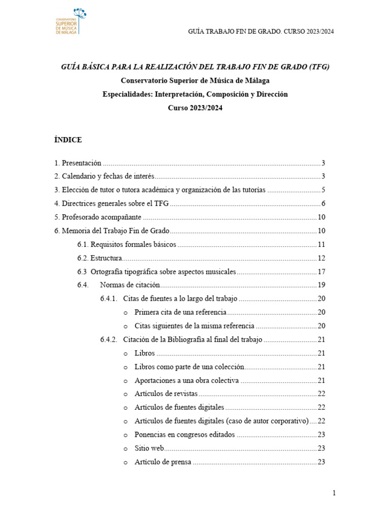 Guía TFG (Revisada Con Índice) 3 | PDF | Bibliografía | Maestros