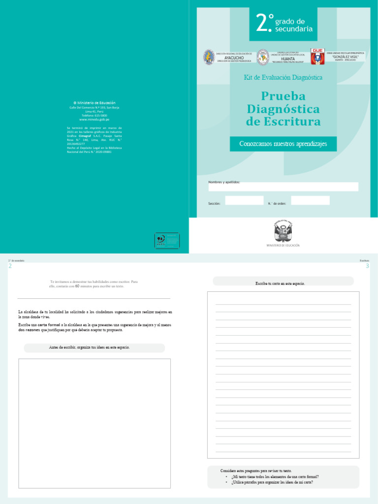 Prueba Diagnostica Escritura 2 | PDF