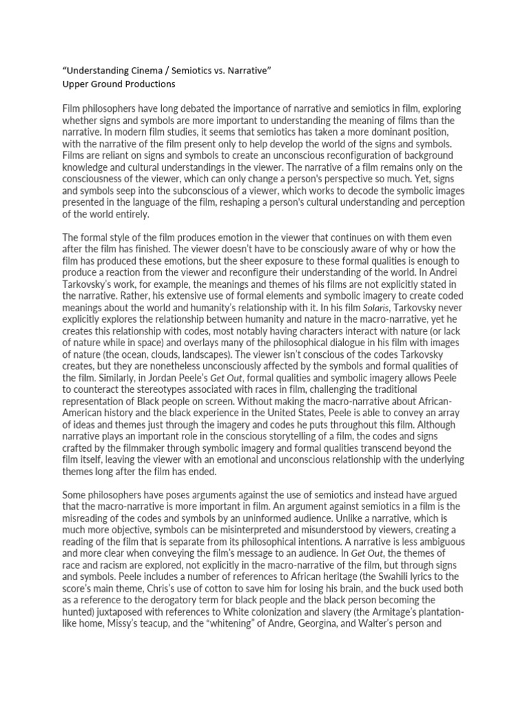 Understanding Cinema Semiotics Vs Narrative-1 | PDF | Narrative | Semiotics