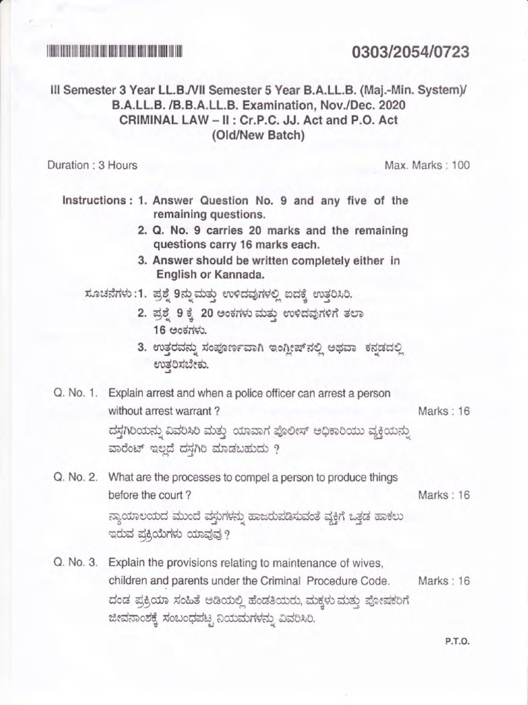 7th Sem Criminal - II CRPC Dec 2020 | PDF | Crime & Violence | Law ...