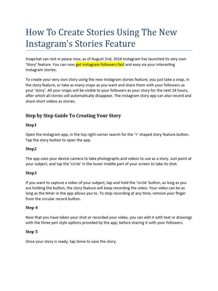 12tips For Creating Stories Using Instagram | PDF | Snapchat | Digital ...