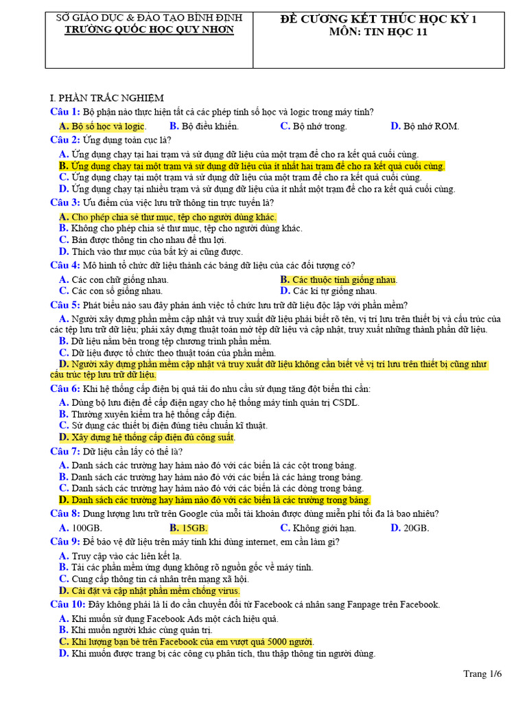 Tin 11 de Cuong CK1 | PDF