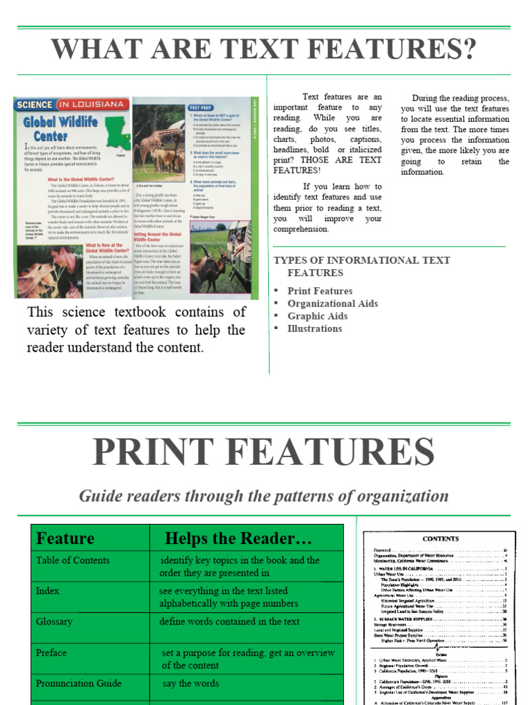 Text Features Powerpoint | Download Free PDF | Reading Comprehension ...