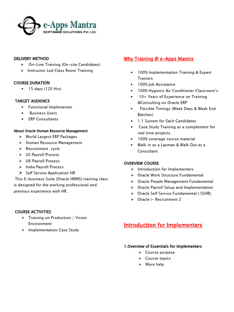 HRMS Course Contents | PDF | Business | Information Technology