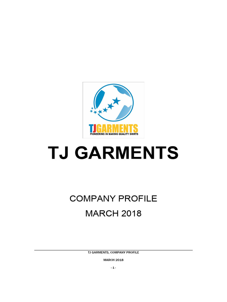 TJ Garments Company Profile | PDF | Clothing | Embroidery