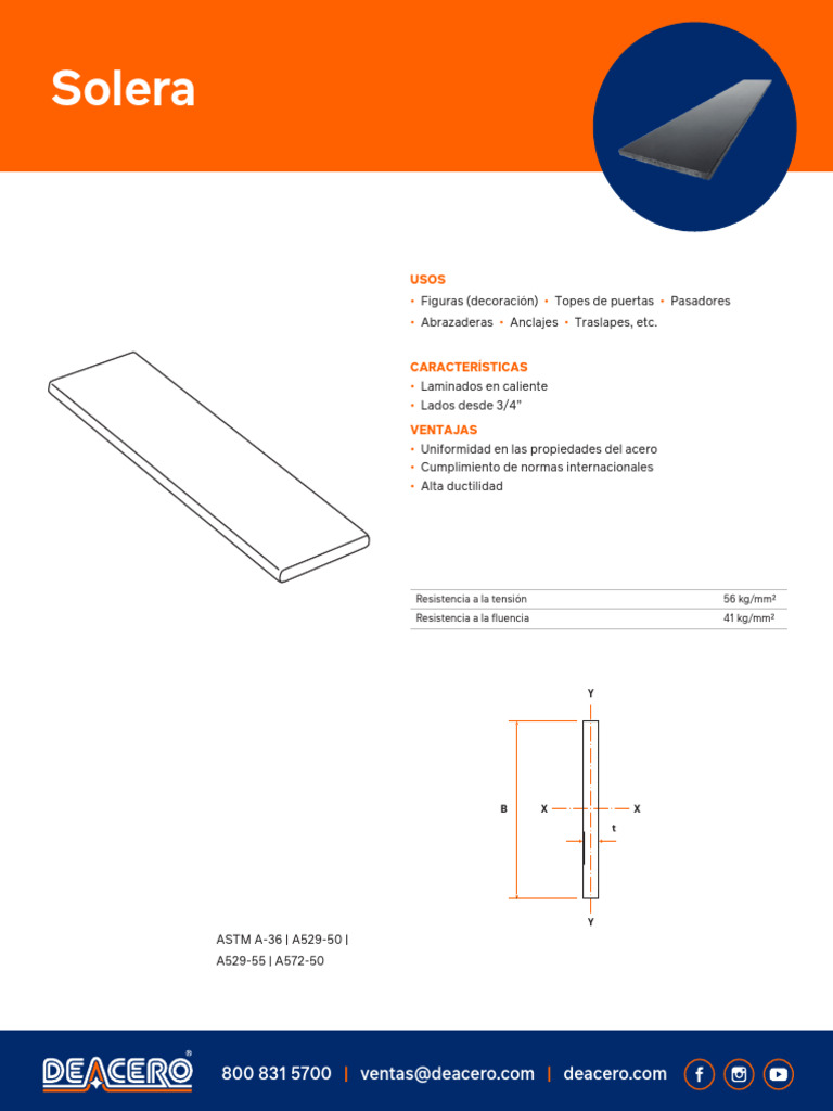 Soleras Deacero Ficha Tecnica | Descargar gratis PDF | Metales de transición | Ingeniería ...
