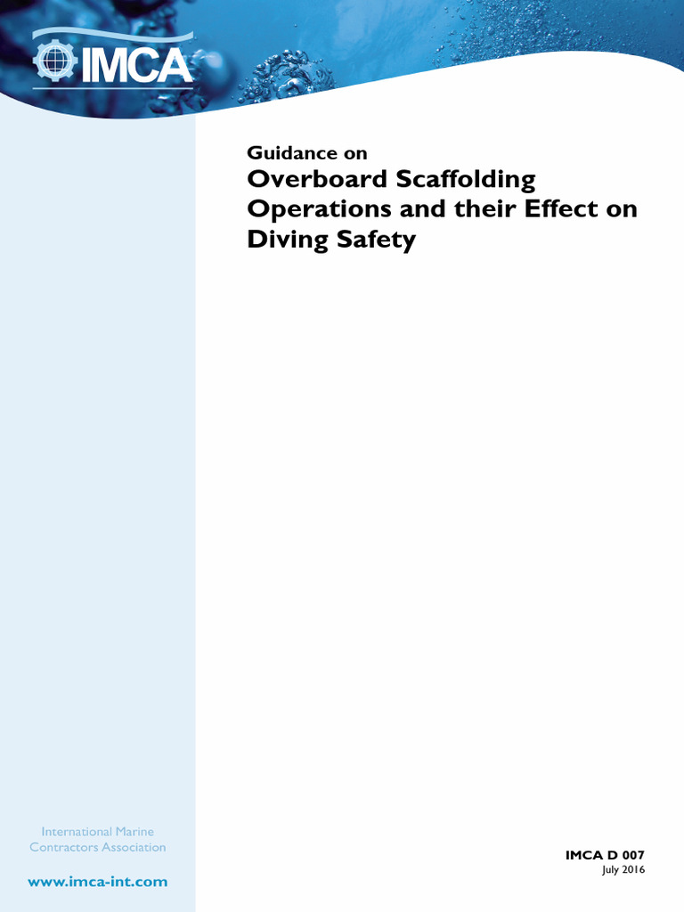 IMCA D 007 (Overboard Scaffolding Operations and Their Effect On Diving ...