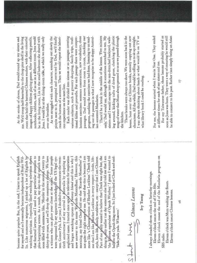 Chinese Lessons Short Story | PDF