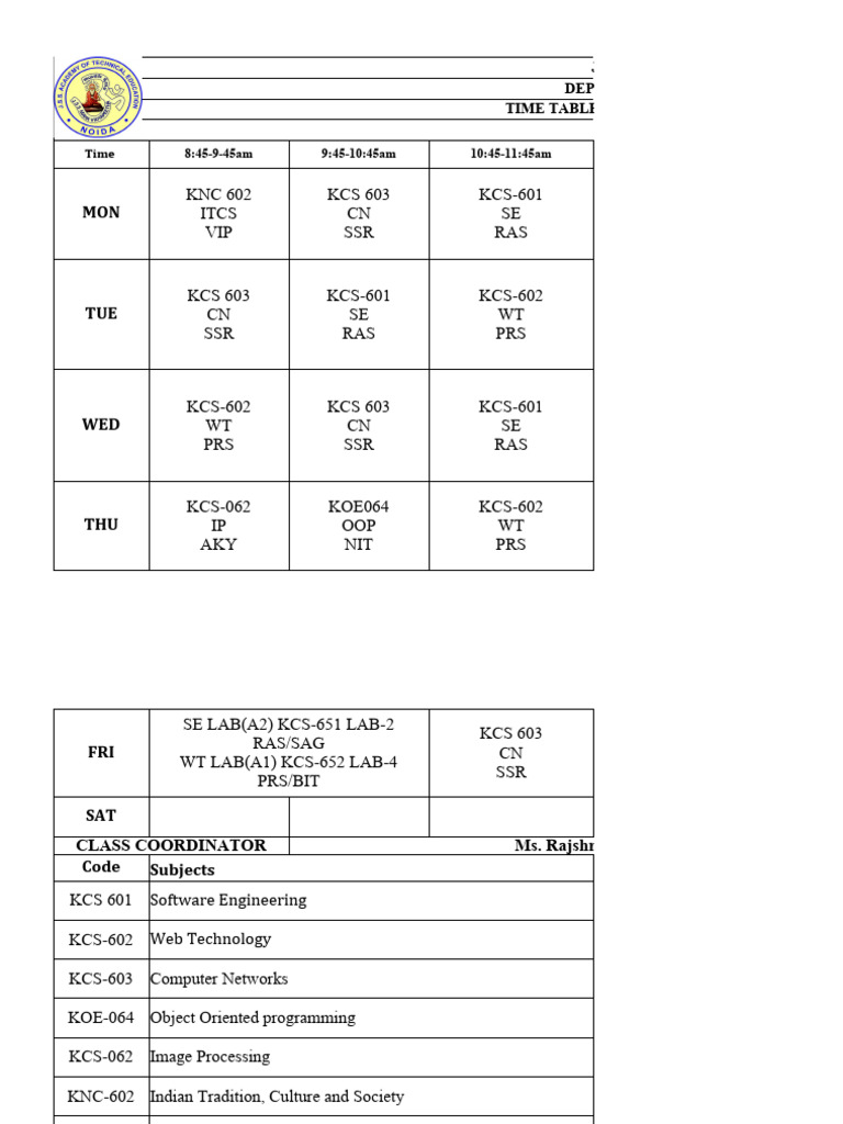 Updated B.tech EVEN SEM Time Table 2023-24!19!02-24 | PDF | Computing | Computer Science