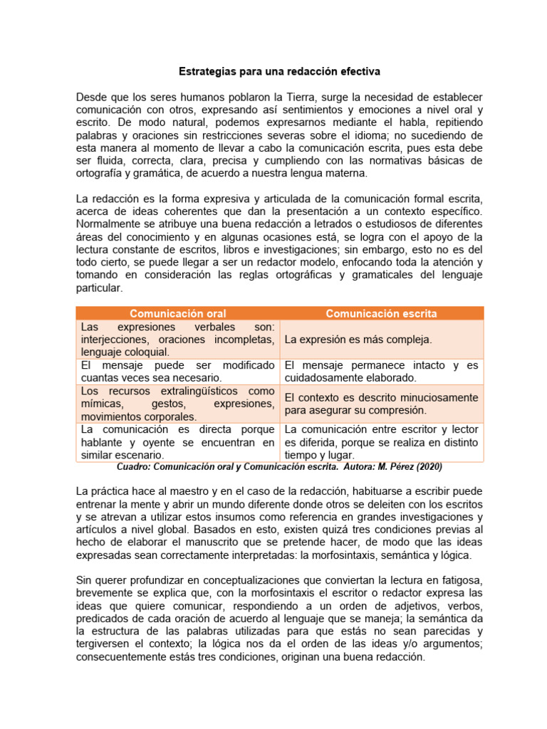 Estrategias para Una Redacción Efectiva | PDF | Comunicación | Oración (Lingüística)