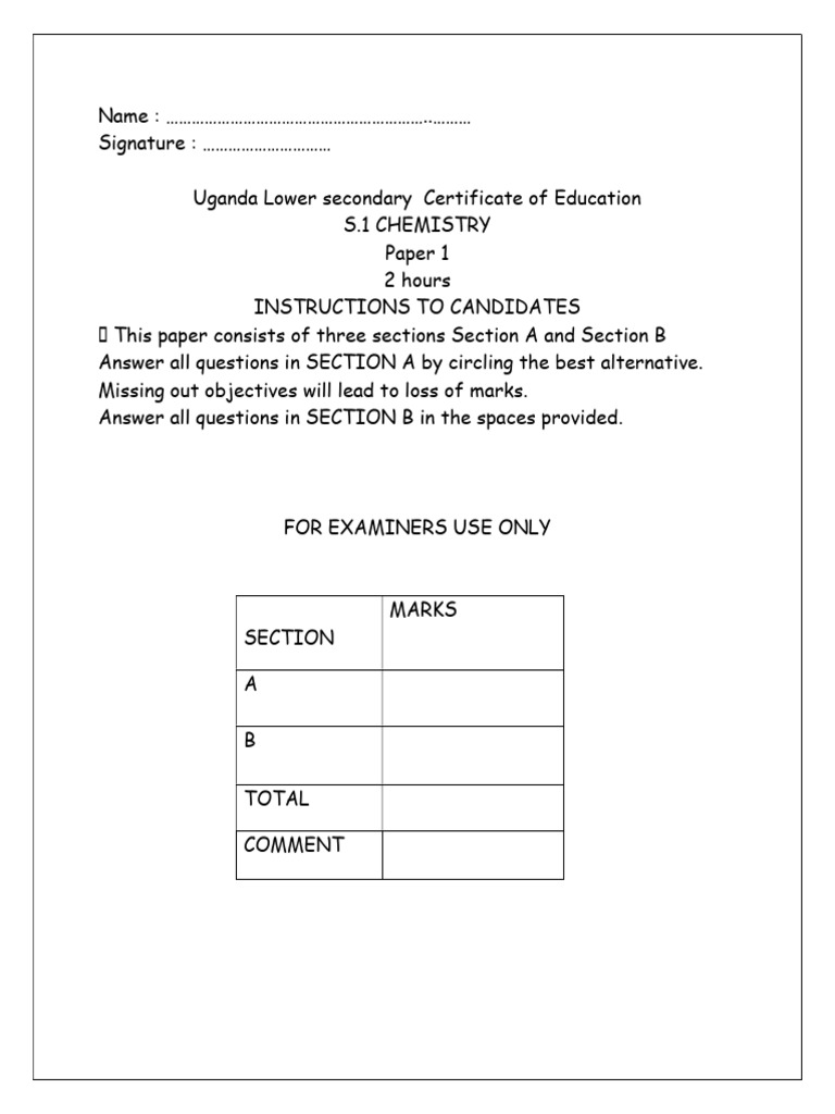 Chemistry s1 Paper1 | PDF | Chemistry | Magnesium